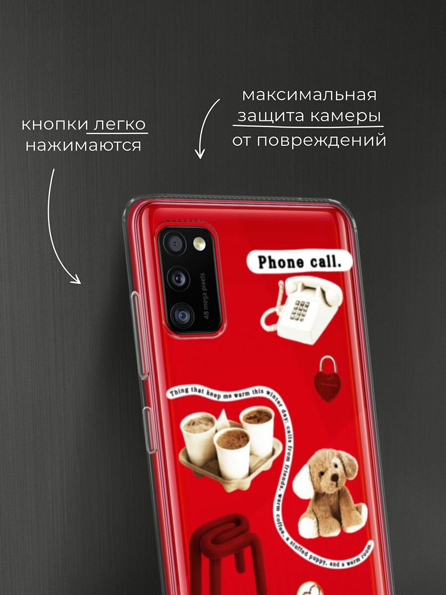 Чехол на Samsung Galaxy A41 / Самсунг Галакси А41 с принтом "Phone call", прозрачный — фото 1