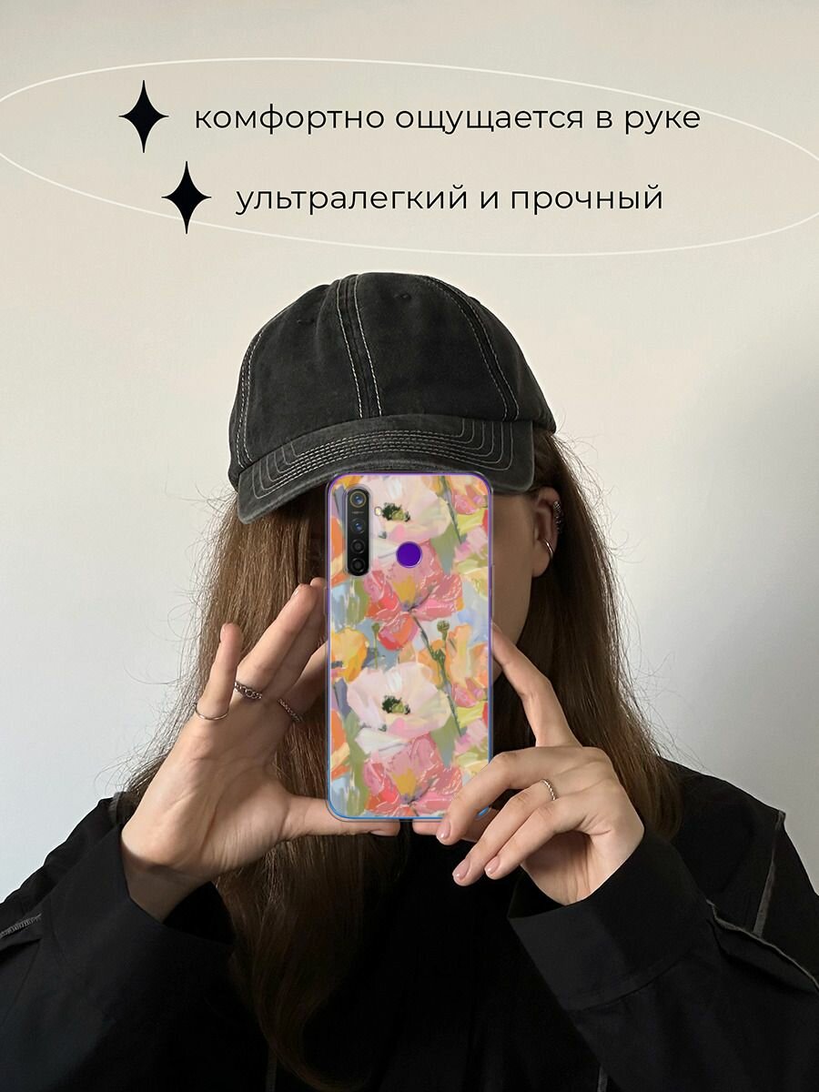 Чехол на Realme 5 Pro / Реалми 5 Про с принтом "Акварельные анемоны" — фото 1