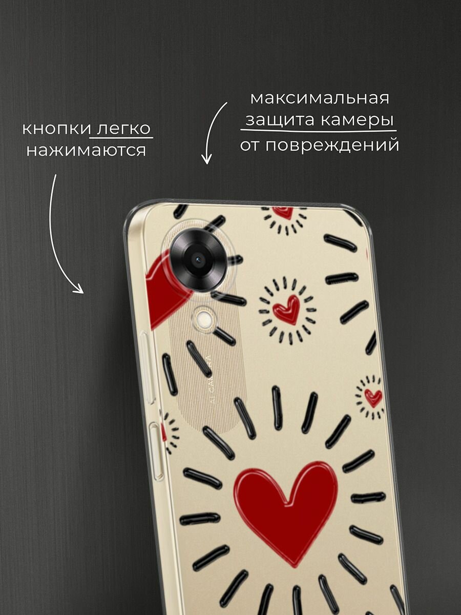 Чехол на Oppo A17K / Оппо A17K с принтом "Бордовые сердца паттерн" — фото 1