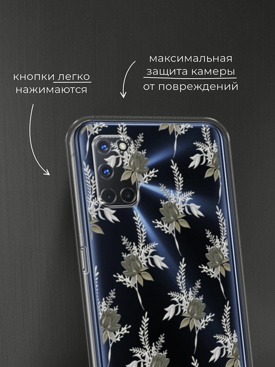 Чехол на Oppo A52/A72 / Оппо A52/A72 с принтом "Паттерн цветы сепия" — фото 1