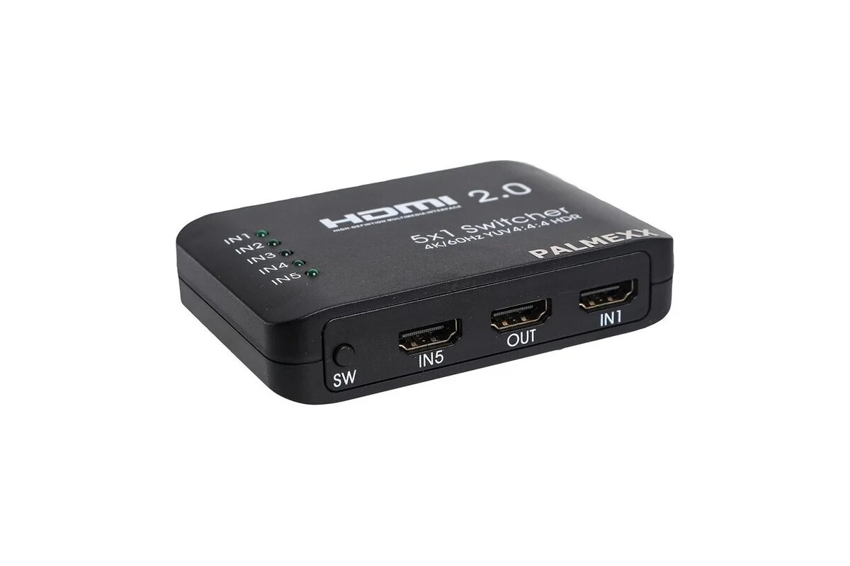 PALMEXX AYS-51V205 HDMI входов на 1 выход, 4K/60Hz YUV 4:4:4 HDR, HDMI 2.0, 2160P, 3D