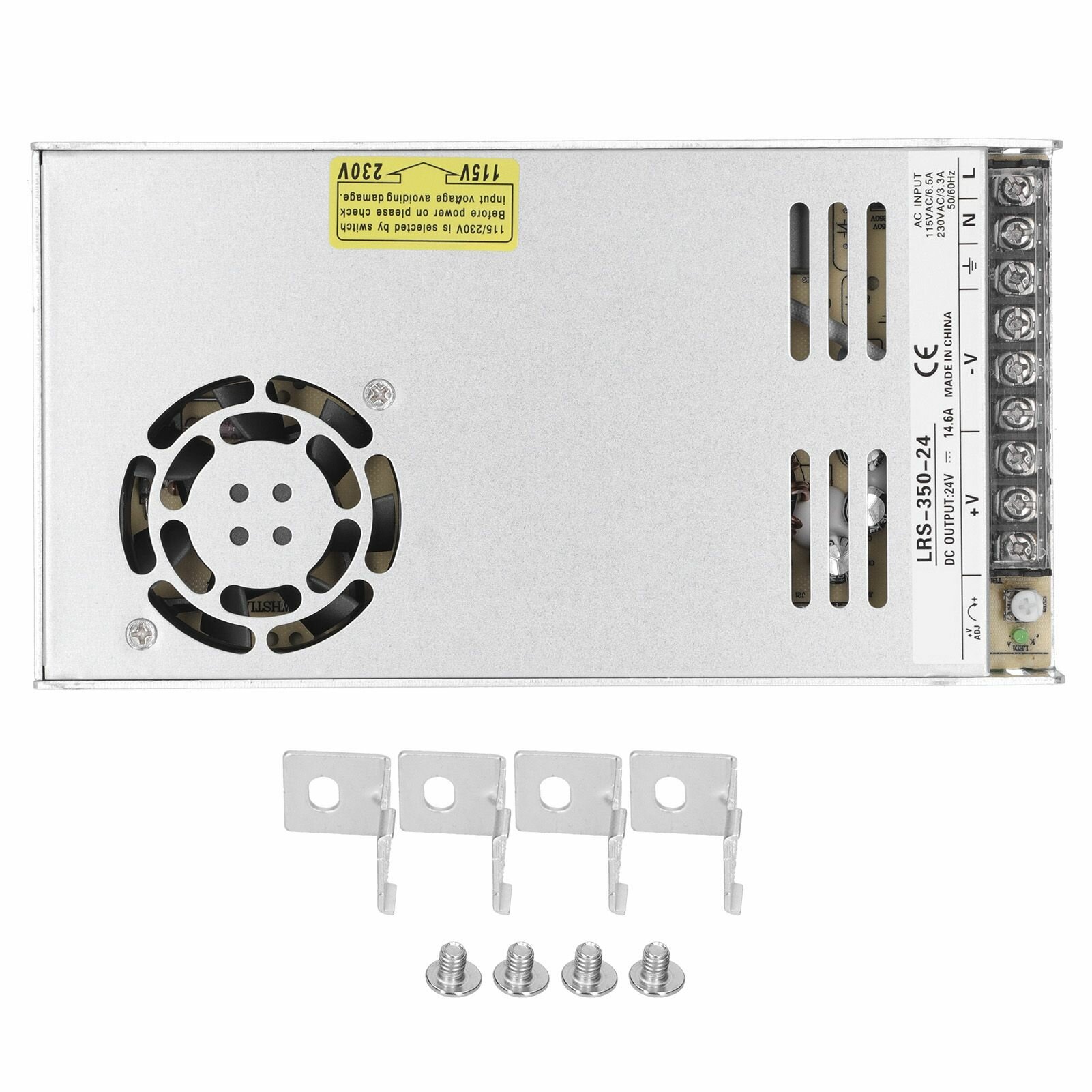 Источник питания BERM с LED-индикатором, LRS-350-24, алюминий, 24V, 14.6A, 350W