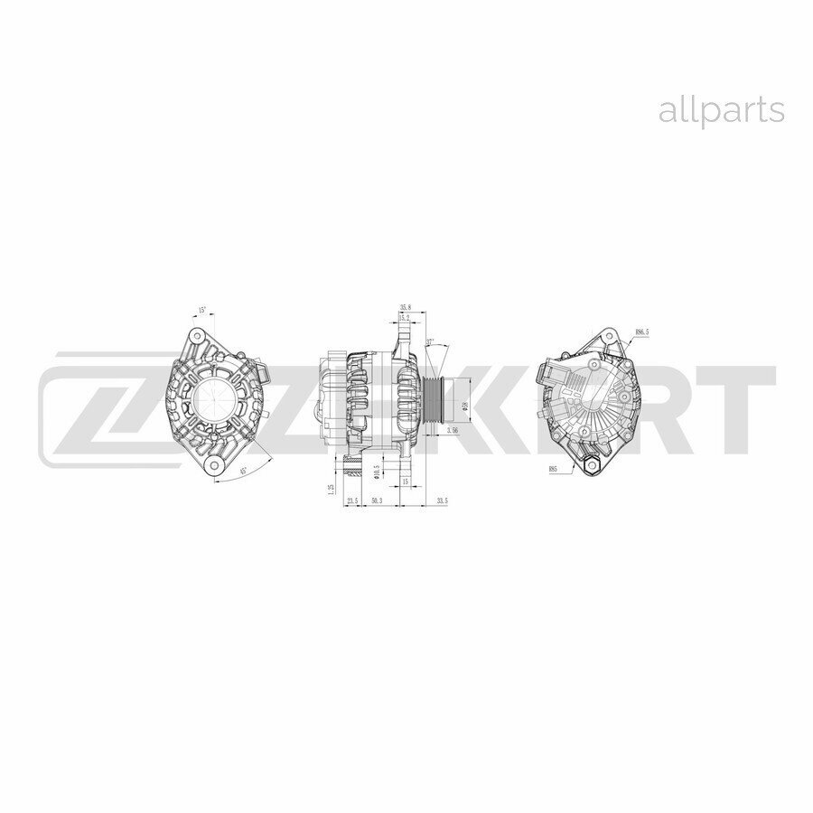 ZEKKERT GE-1027 Генератор Hyundai Solaris II 17- i30 III 17- Elantra VI 16- Creta 16- Kia Rio IV 17- Ceed III 1