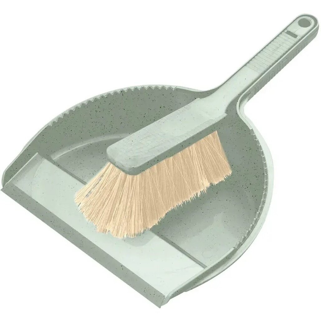 Набор щетка-сметка Greenland с квадратным совком, зеленый/серый