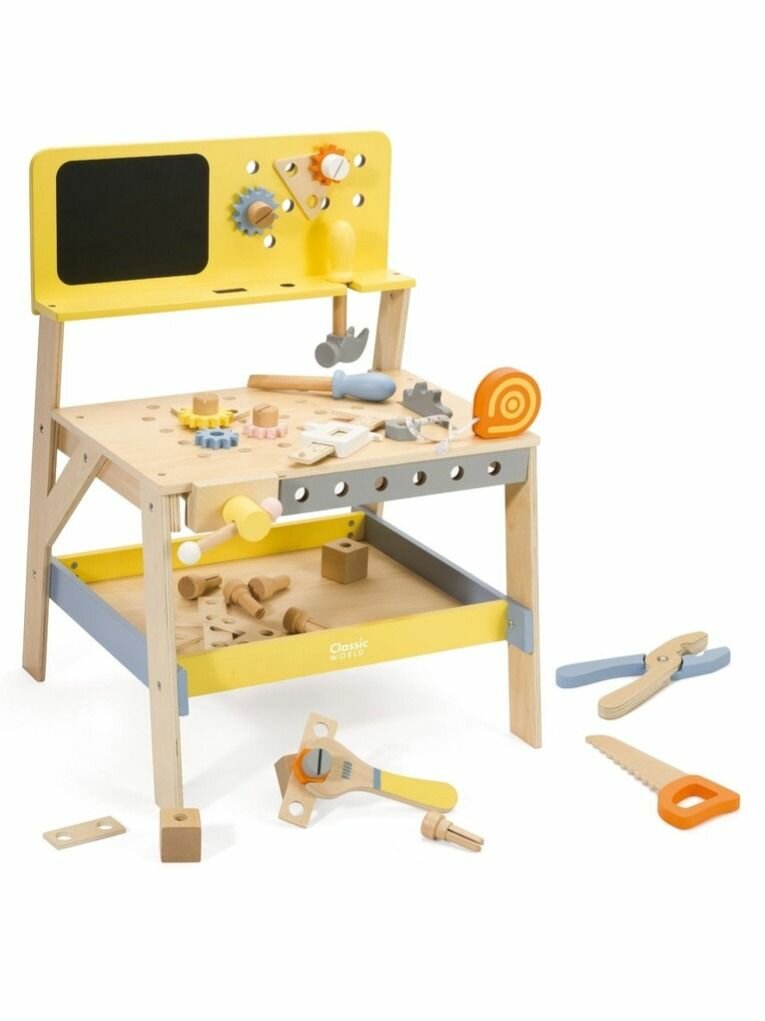 CLASSIC WORLD Верстак с инструментами набор столяра деревянная мастерская для детей от 3 лет