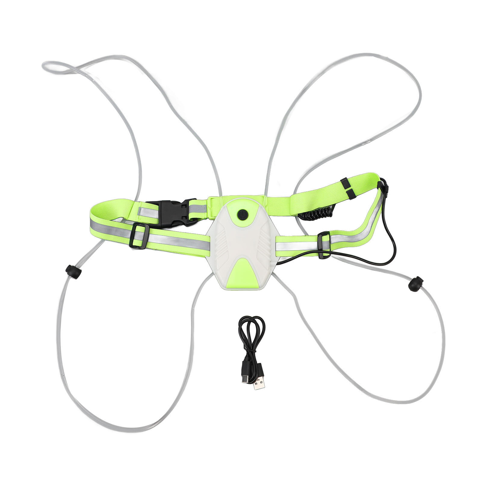 Светодиодный светоотражающий жилет для бега, светоотражающий передний фонарь безопасности с USB-зарядкой, светоотражающий жилет для бега, езды на велосипеде, ходьбы, флуоресцентно-зеленый