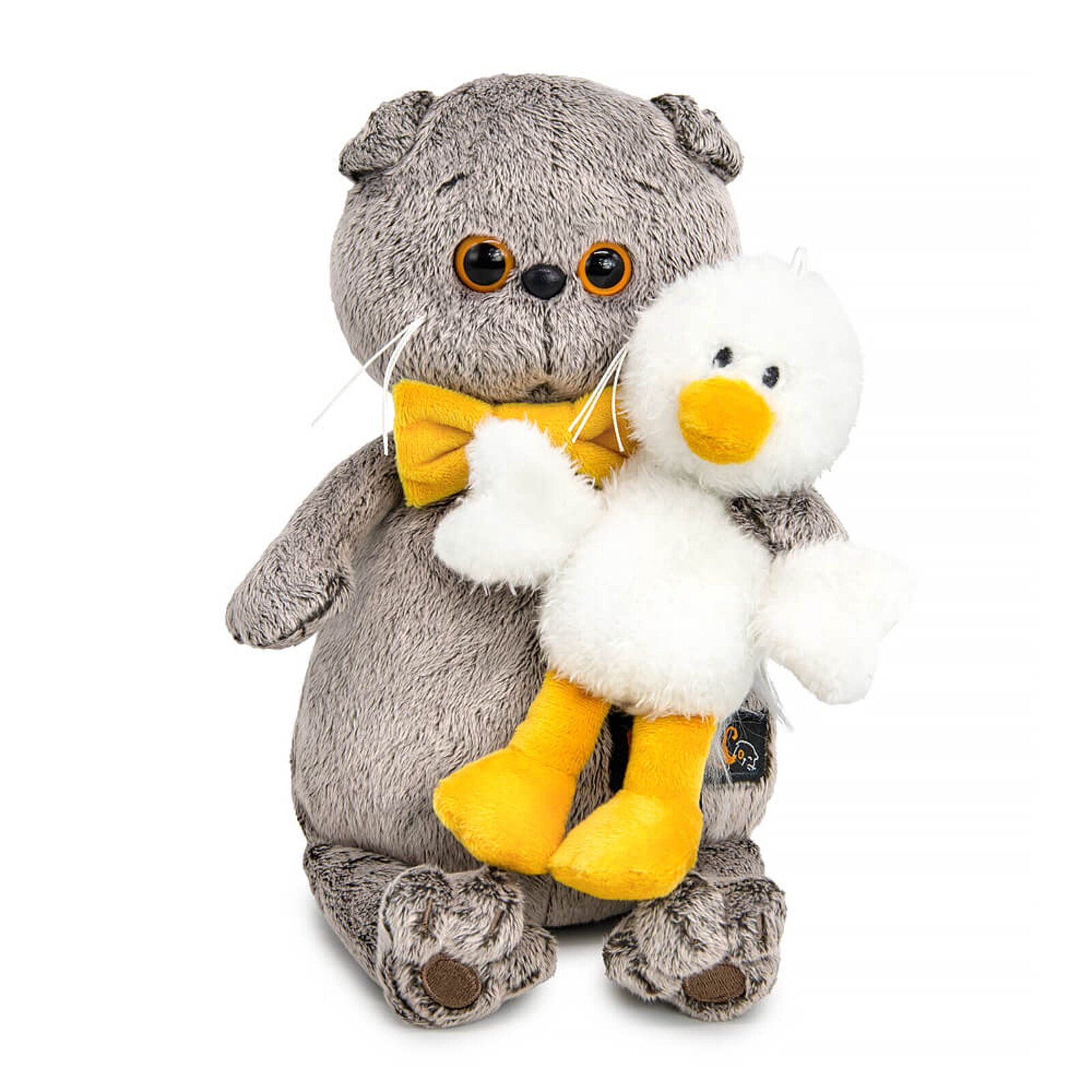 Мягкая игрушка Басик и Ко «Кот Басик с Гусиком», 19 см, искусственный мех