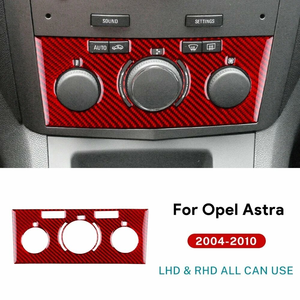 Автомобильный CD AC рамка панели из настоящего мягкого углеродного волокна наклейка LHD RHD для Vauxhall Opel Astra H MK5 2004 2005 2006 2007 2008 2009 2010 LHD RHD AC Red