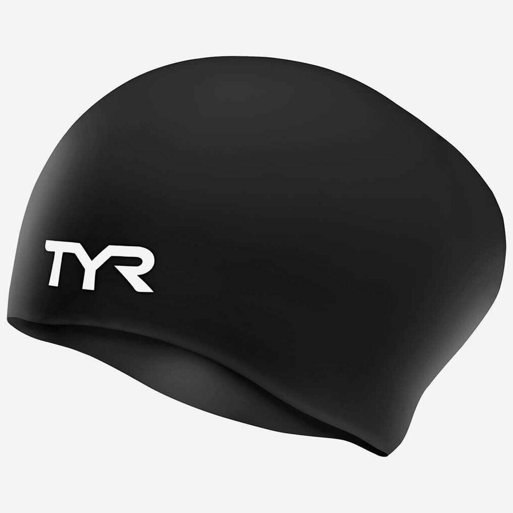 Шапочка для плавания TYR Long Hair Wrinkle-Free Silicone Junior Cap (001 Черный, O/S)