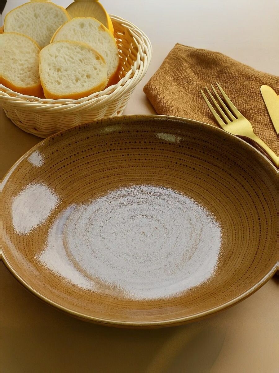 Набор тарелка 28 см, корзинка сервировочная ротанг RAK Porcelain 2 предмета. Премиум фарфор. АОЭ