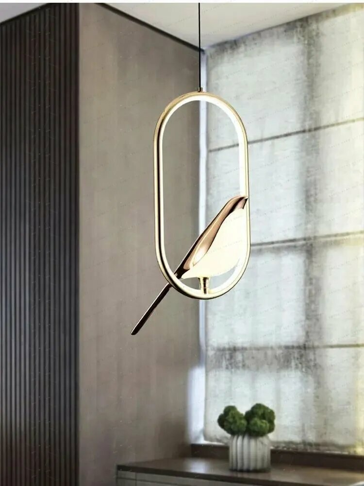 Chandelier, 18 watts of three-color light, aluminum +acrylic + silicone material.