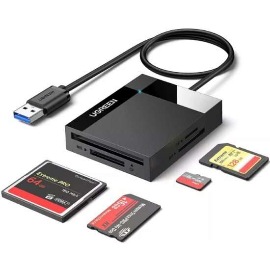 Картридер Ugreen CR125, USB 3.0, серый(30333)