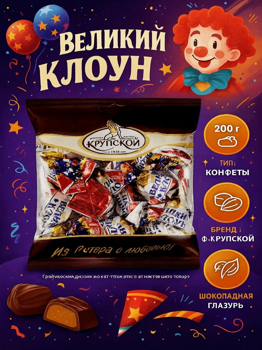 Конфеты Ф. Крупской Великий клоун, 200г