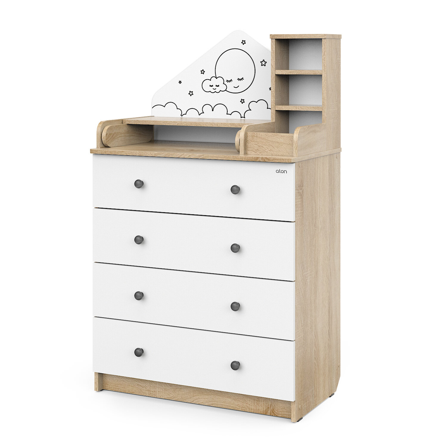 Атон Комод Сириус "ALF" трансформер с шариковыми направляющими 4 ящ. дуб сонома-белый