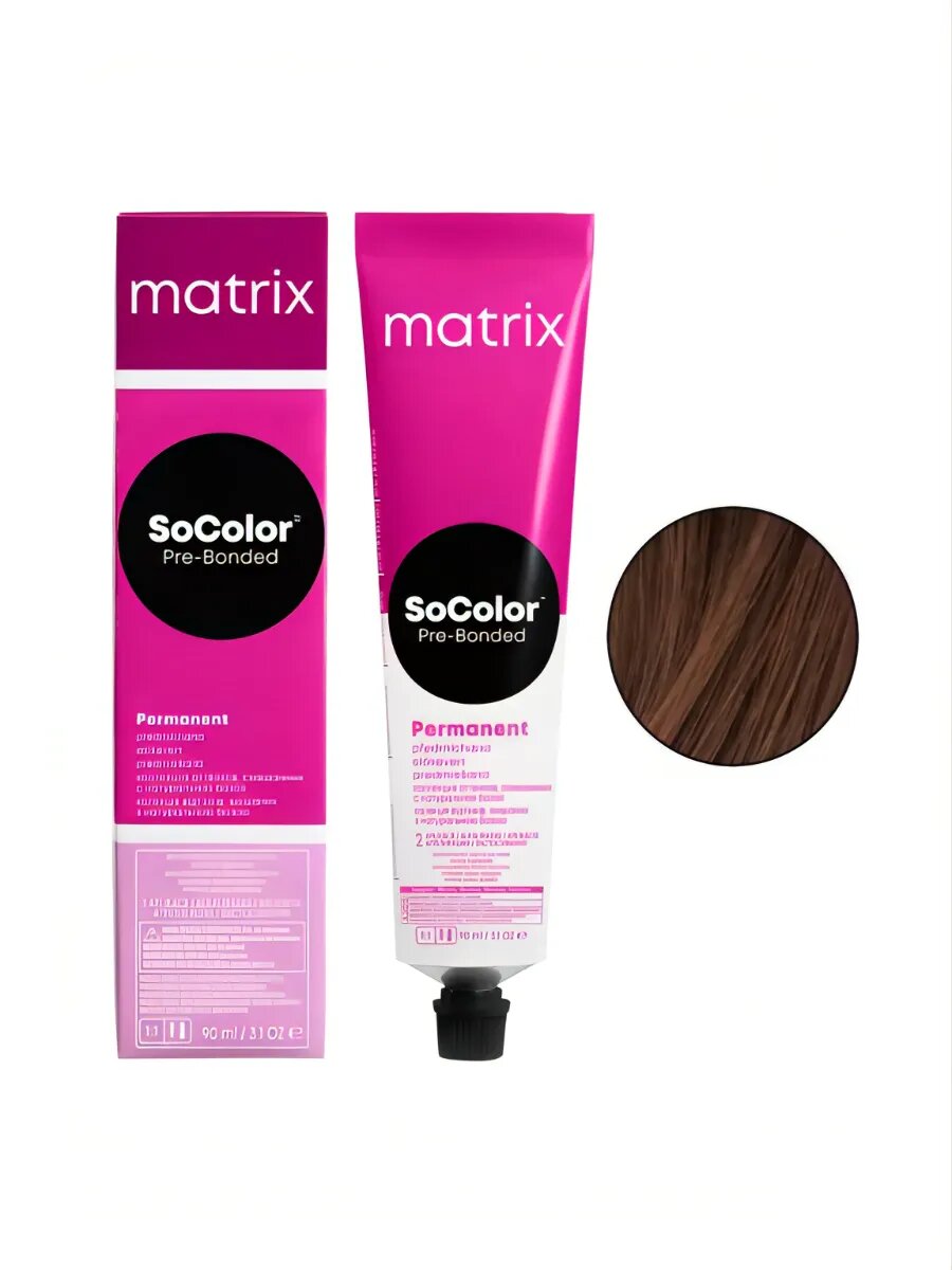 Краска для волос Matrix Coloring Hair SoColor Pre-Bonded, Перманентная краска для волос с бондером, 7MG (7.83)