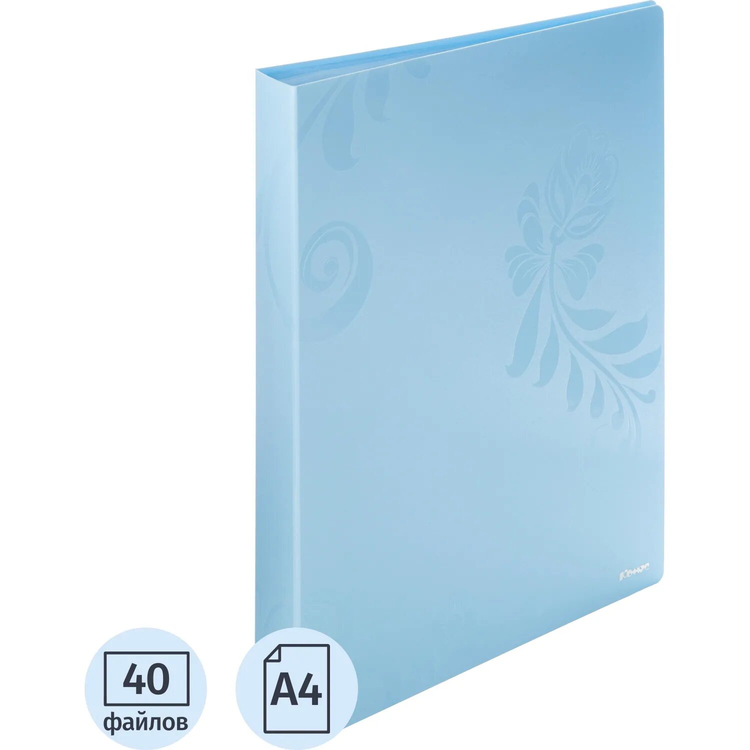 Папка файловая 40файлов А4Комус Русская серия Arсtic голуб 900мкм внут карм