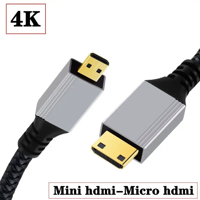 Кабель-переходник Micro HDMI - Mini HDMI AXONUS 1м, 4K Mini-Micro