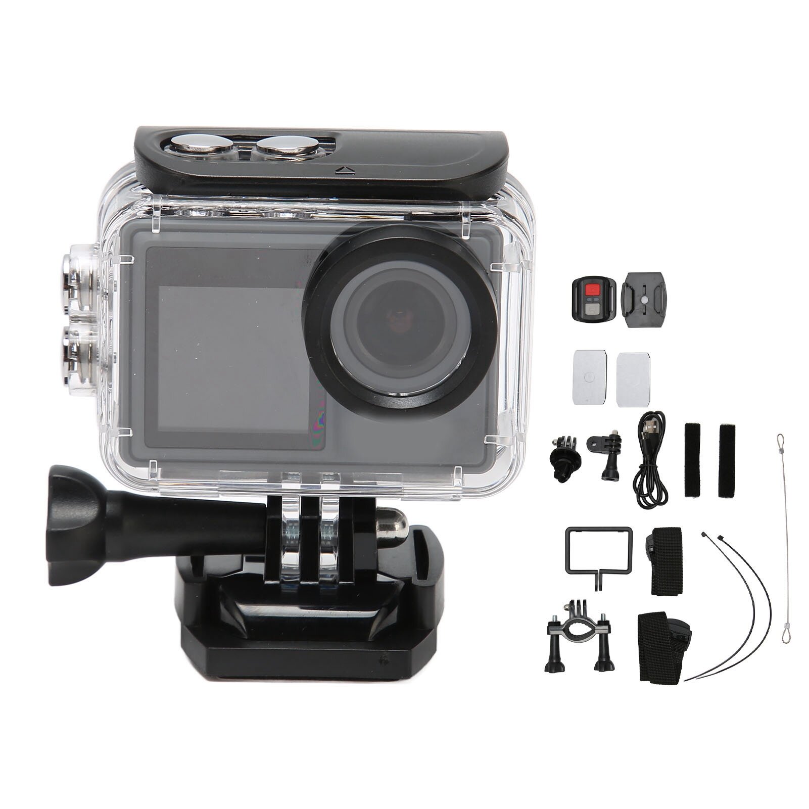 5K водонепроницаемая камера Action Camera Wi -Fi Дистанционное управление 2,0 дюйма и 1,3 -дюймовая спортивная камера с двойным экраном для подводного спортивного велосипеда