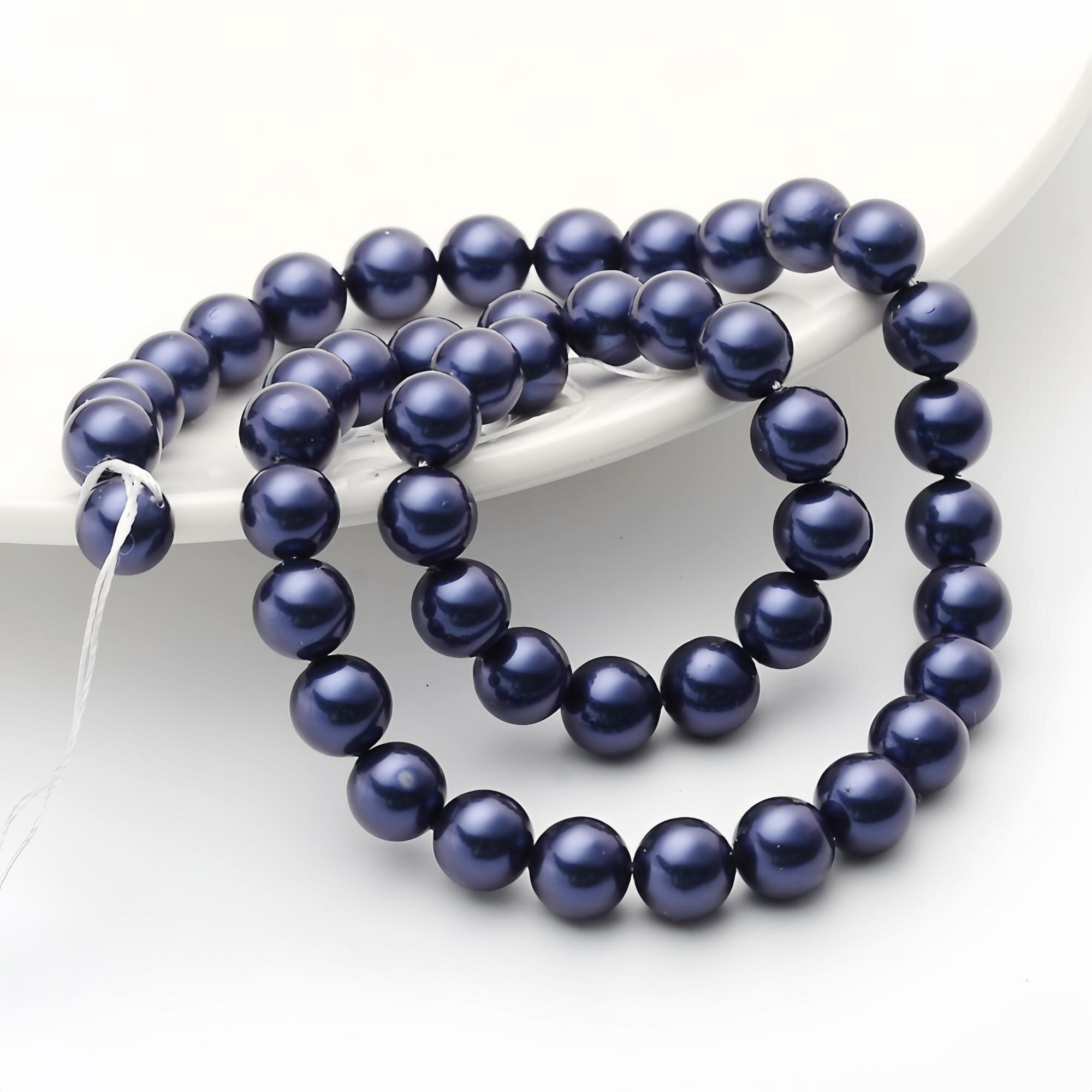 Бусина из ракушки, 8мм, жемчуг Майорика, фиолетовый, 47 шт, низка