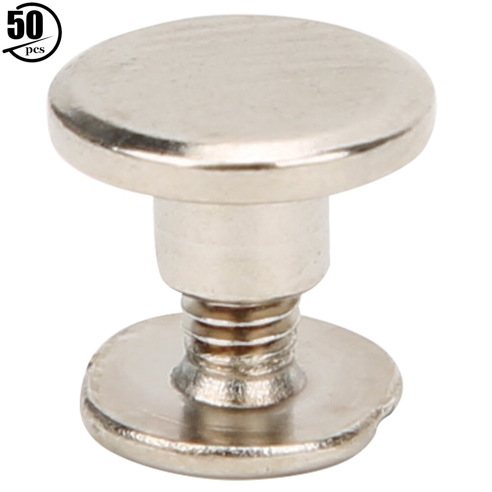 50 Sets 6.5mm Brass Flat Head Studs Screws Nail Rivets DIY Leather Craft Fastener ScrewbackSilver