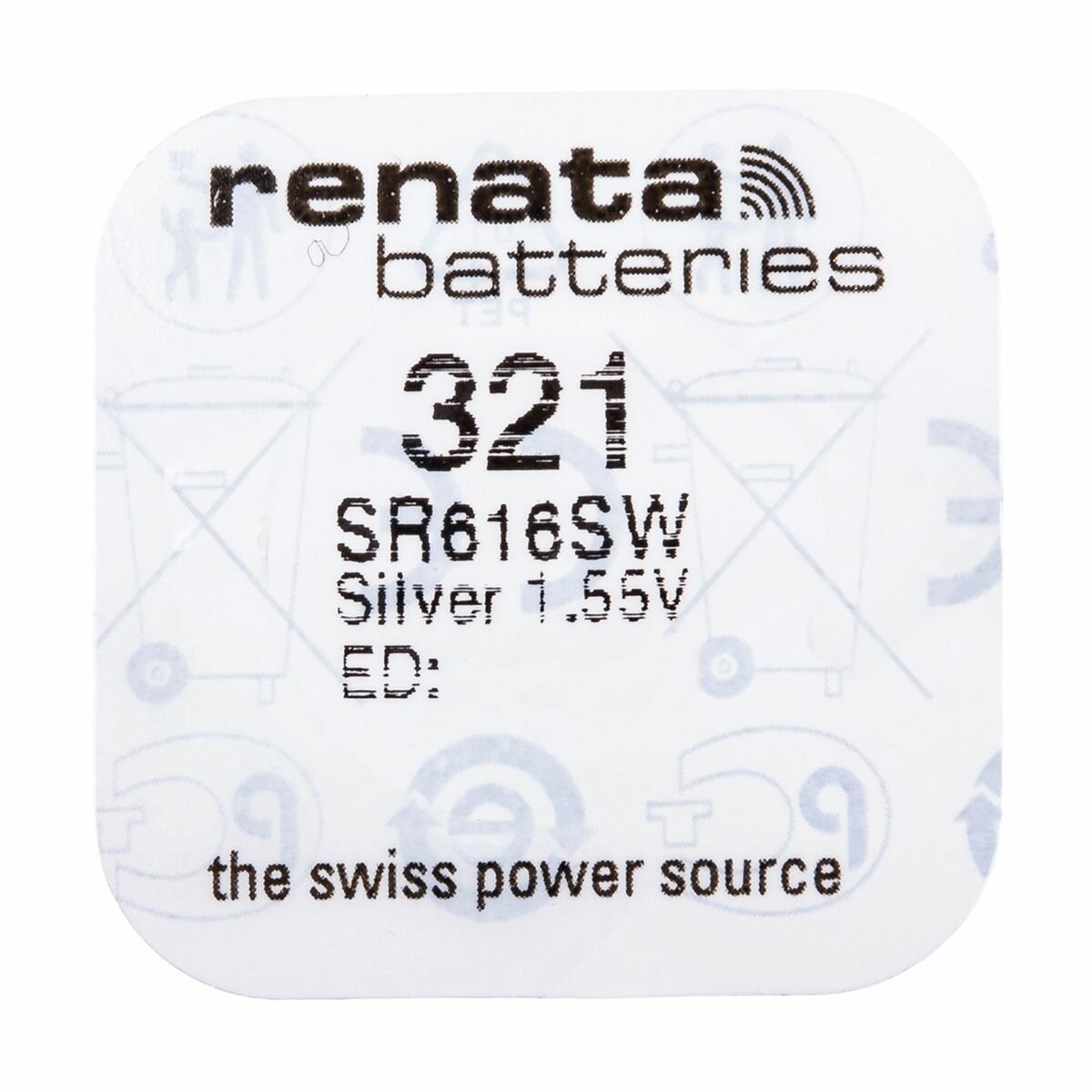 Батарейка 321/SR65/SR616/SR616SW Renata Silver 1.55V