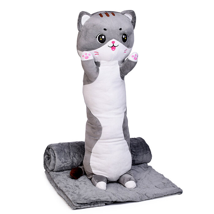 Мягкая игрушка "Кот" М1559 с пледом (110х150)