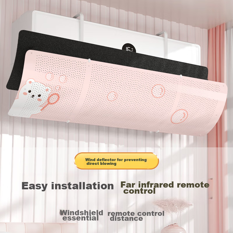 Xiaohuanghou Air Conditioner Wind Deflector, Anti-Direct Blowing Wall-Mounted Wind Guide, Universal Wind Shield for Postpartum And Infant Use, Filtered Bubble Bear Design