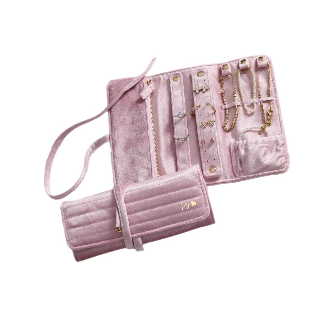 Флокированная Дорожная Сумка Для Хранения Ювелирных Изделий для Ожерелий Серег Колец