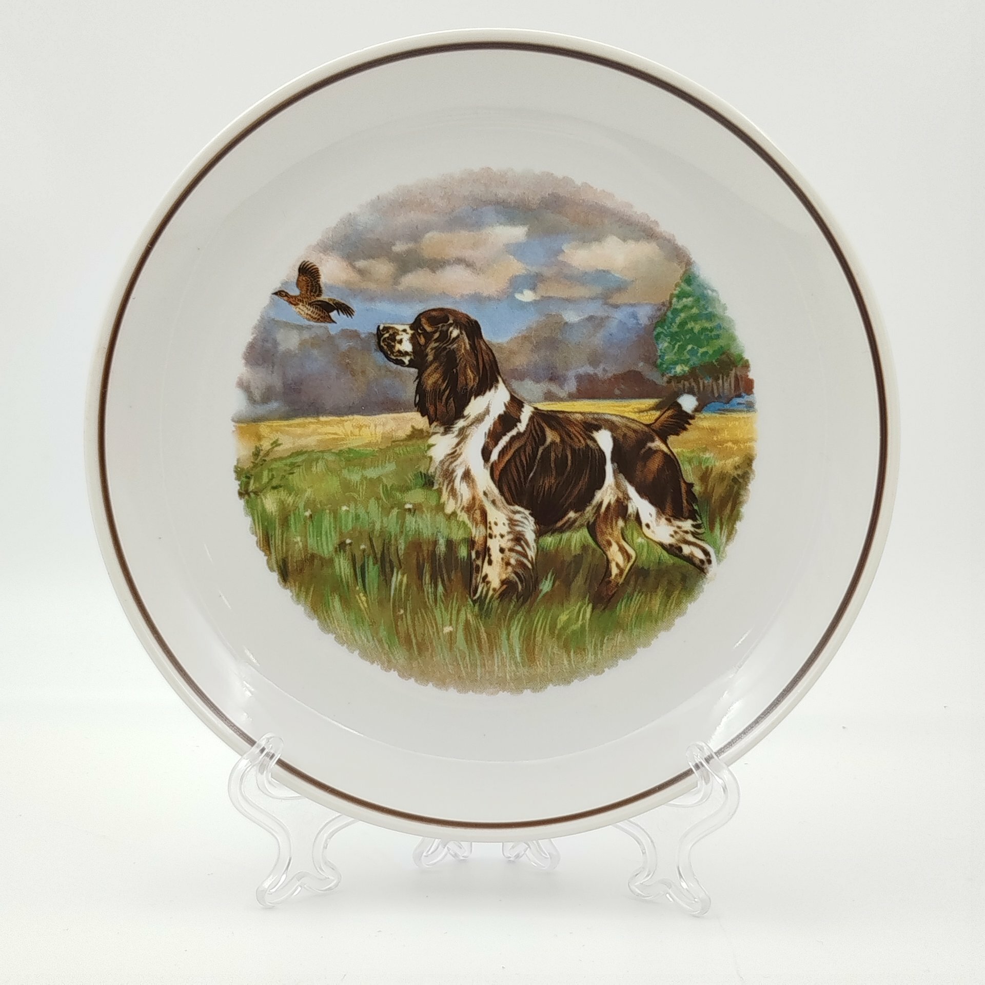 Тарелка декоративная настенная "Спаниель", фарфор, деколь