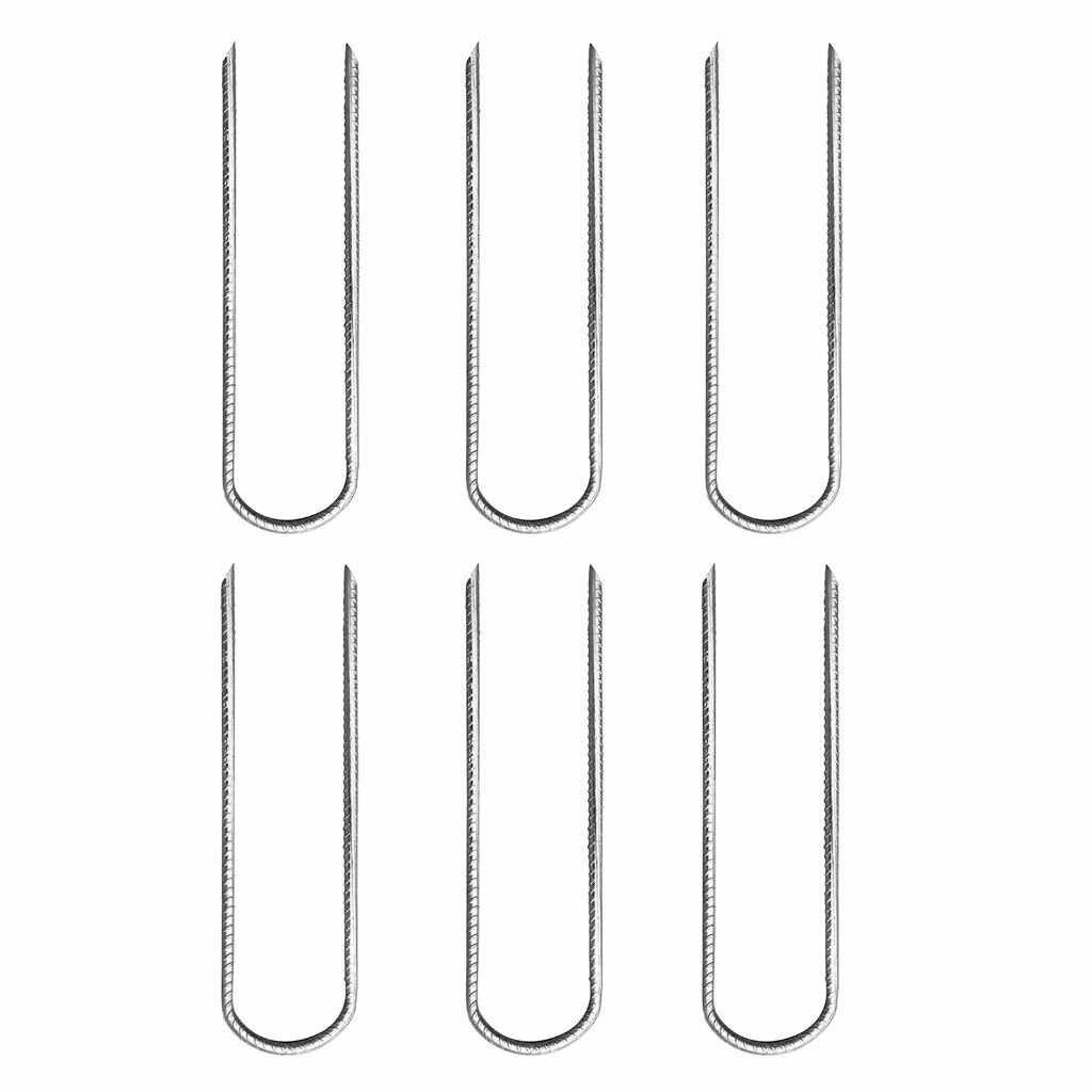 6шт, п-образная арматура с фиксированным якорем для палаточного сада-серебристый