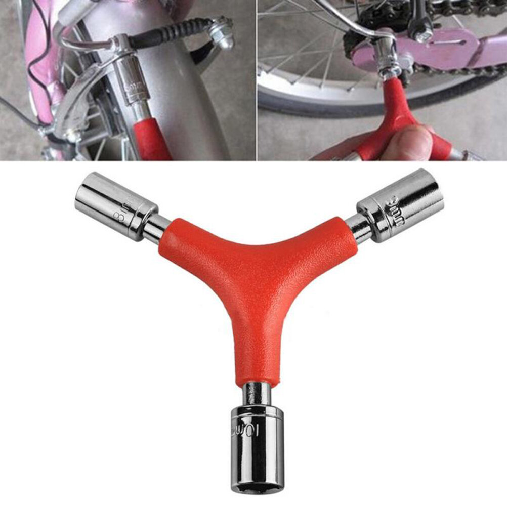 5Pcs Bike Spoke Tool Kit 8 Cut Open Wrench with Rubber Handle Tire Lever Y Type Hex and Socket