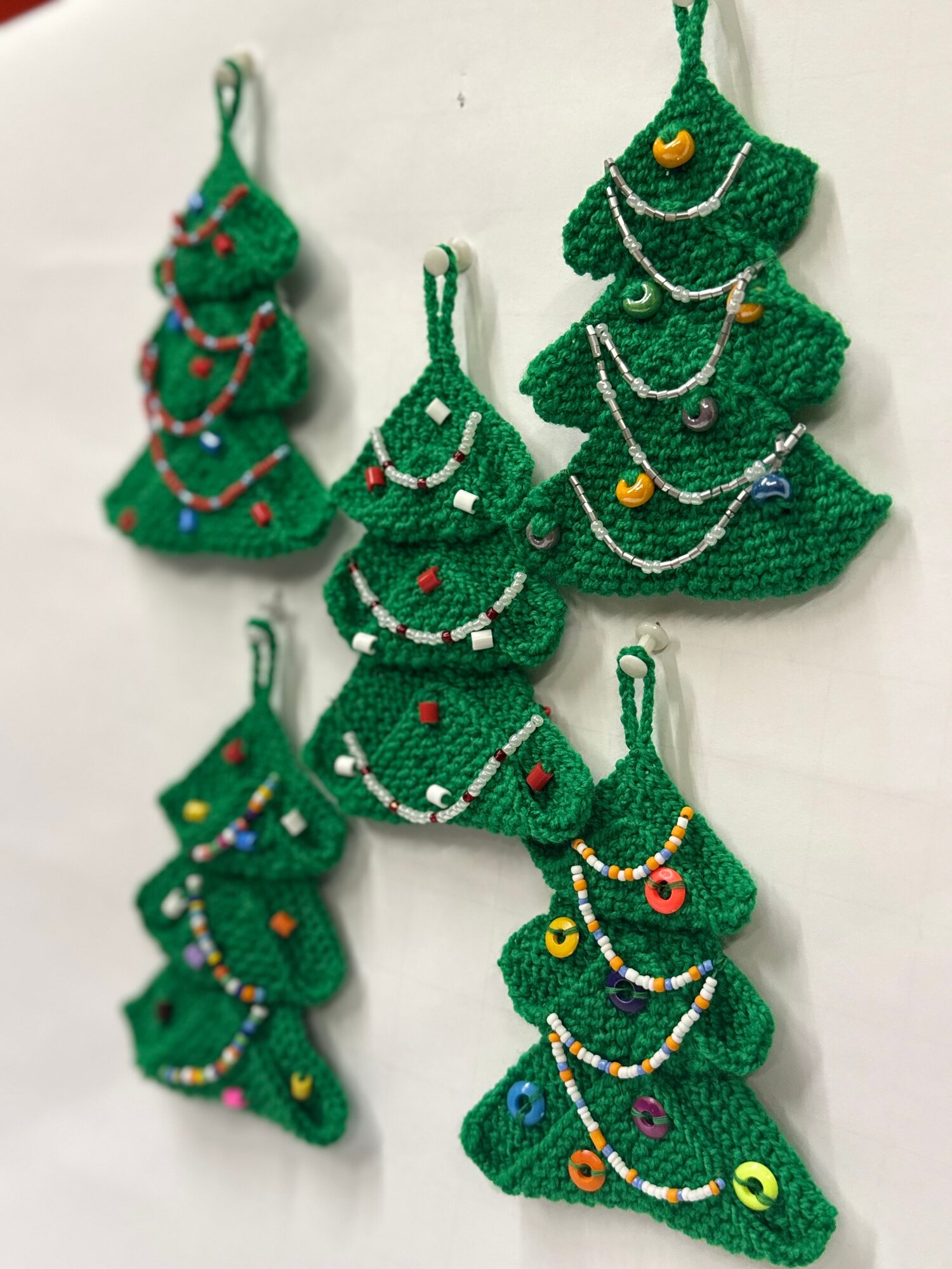 Набор вязанных игрушек аистенок "Елочка", акрил/шерсть, зеленый цвет, 5 шт