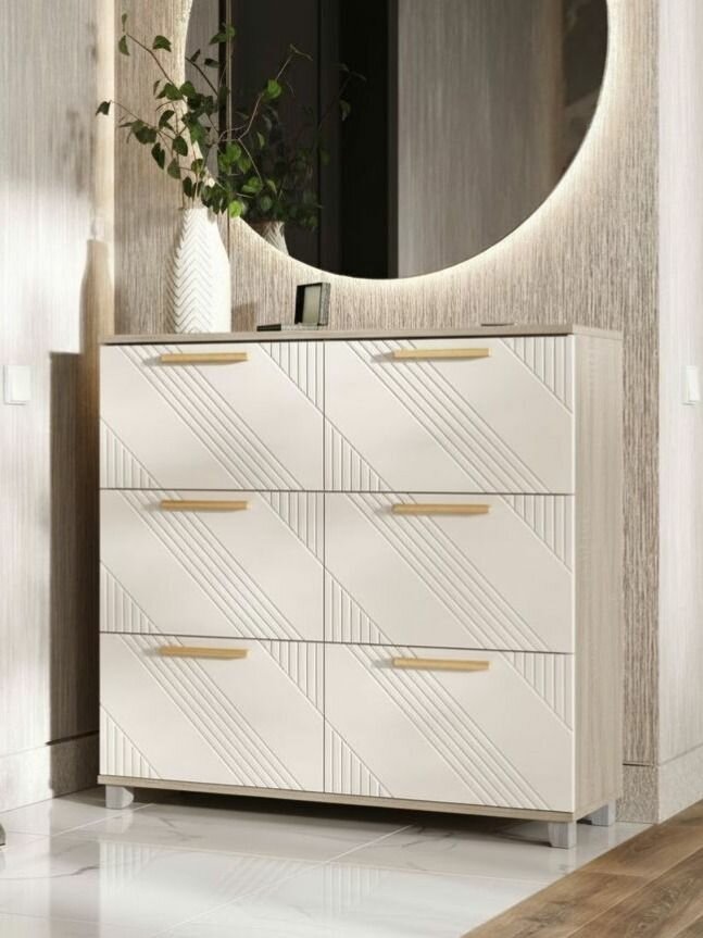 Обувница Ирис 1000х950х300 (Кашемир, Дуб Крафт серый) МИФ