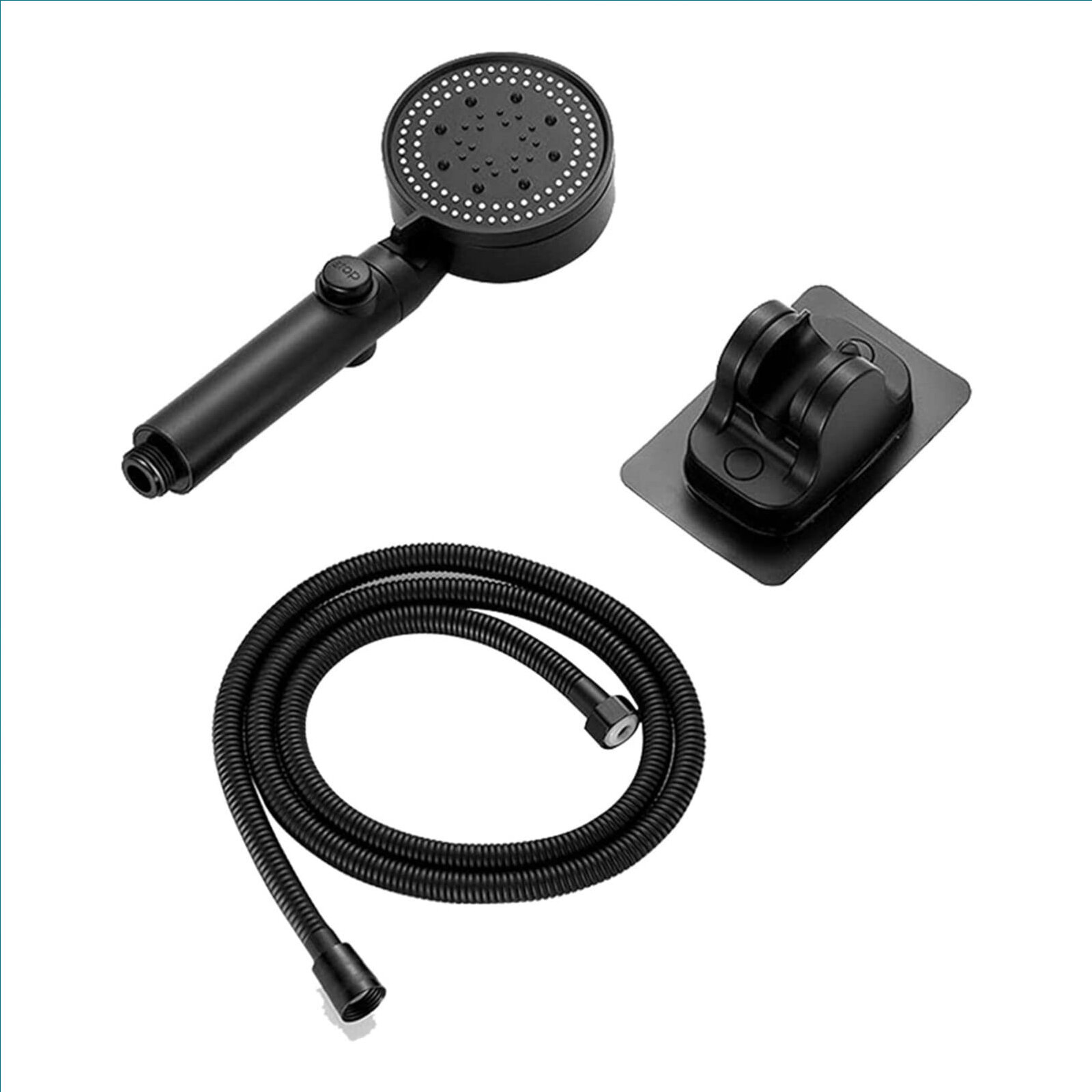 Душевой насадок многофункциональный высокого давления с 5 режимами, ручной душевой насадок с высоким давлением с переключателем ON/OFF, easy to install (Black-c)
