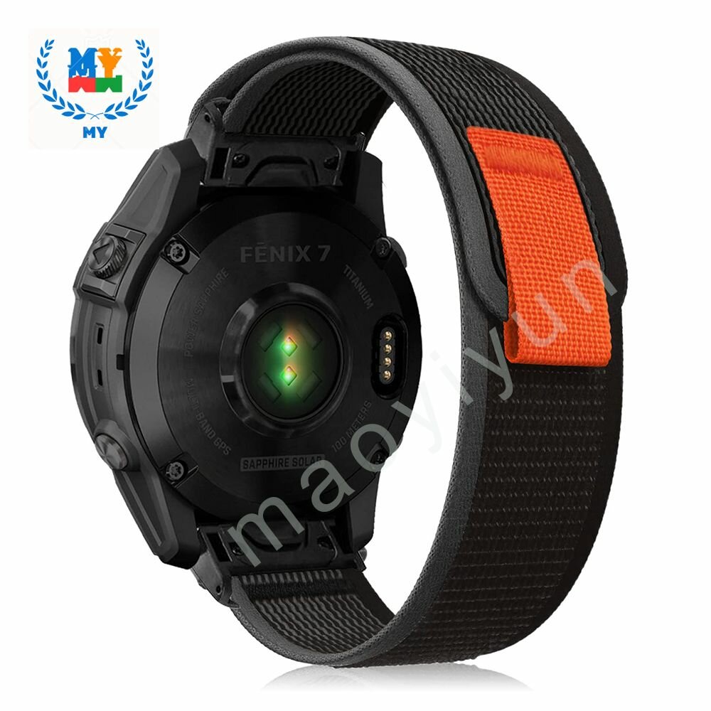 Быстросъемный нейлоновый ремешок 22 мм подходит для Garmin Fenix 8 47 мм, Epix Pro 47 мм, Forerunner 955, однооборотный ремешок на липучке, синий