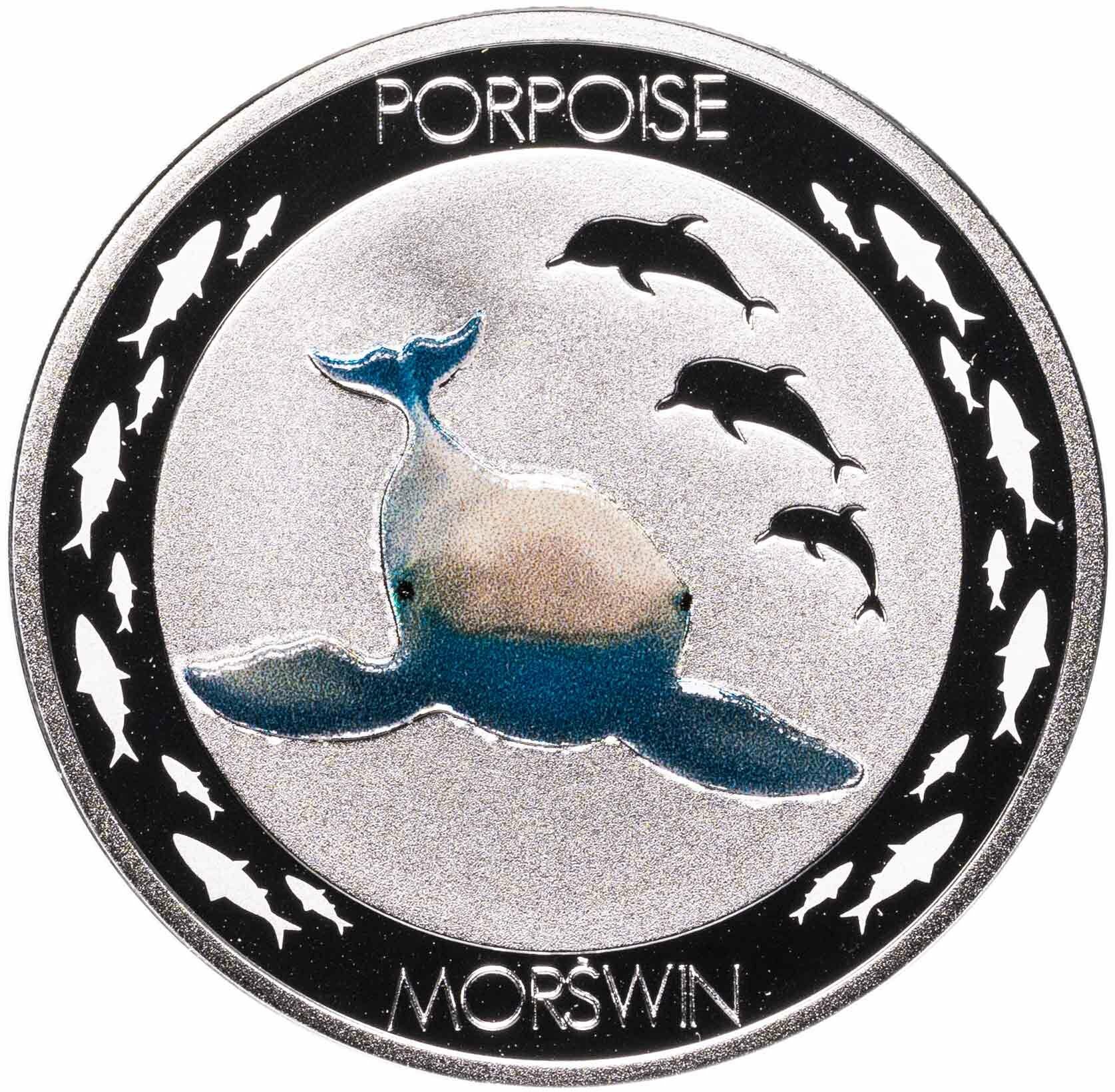 Ниуэ 1 доллар 2016 "Символы природы - Морская свинья" в футляре, с сертификатом, Серебро 999, в сохранности Proof