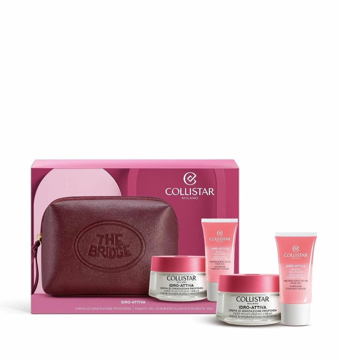 Collistar - Набор: Idro-Attiva Crema-Gel Увлажняющий Крем Гель Для Лица 50мл + Нежный скраб-гель для лица 100 мл + косметичка