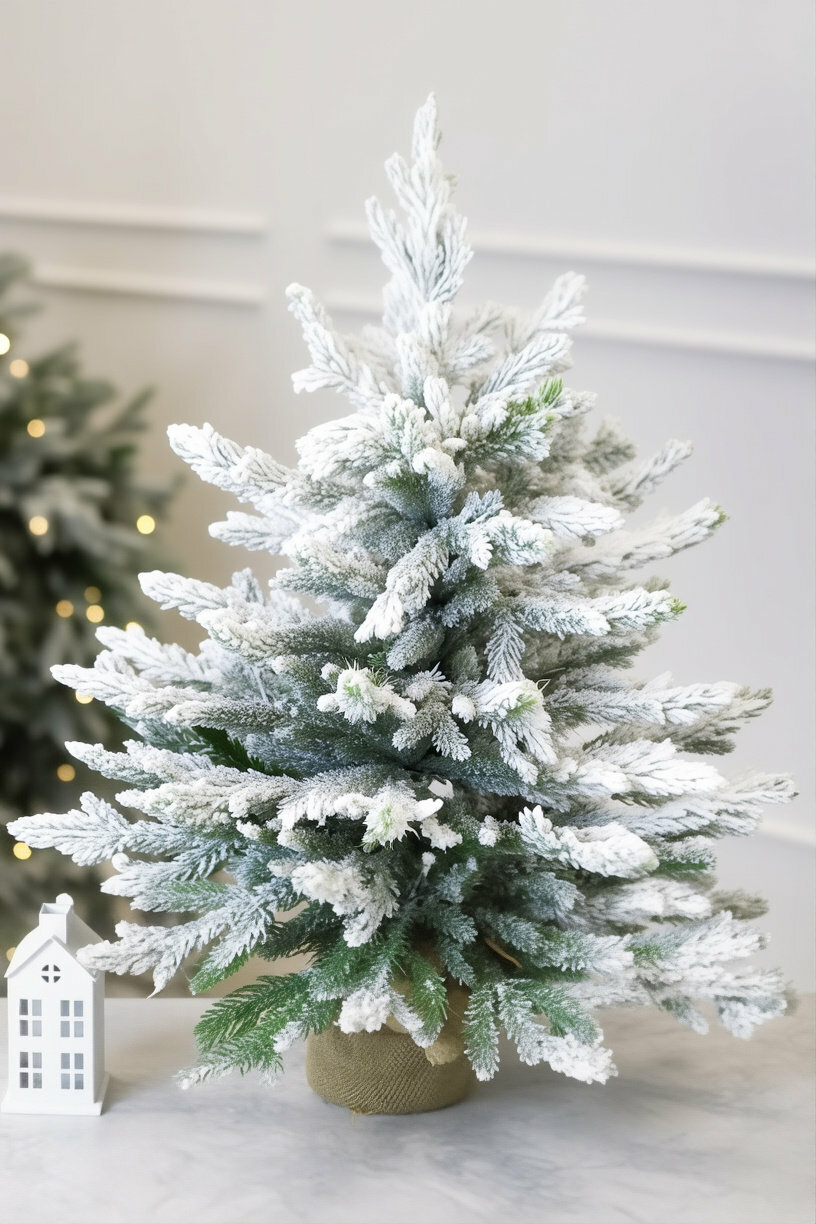 Настольная елка заснеженная вербье 60 см, литая 100%, Винтер Деко (Winter Deco) 1000925
