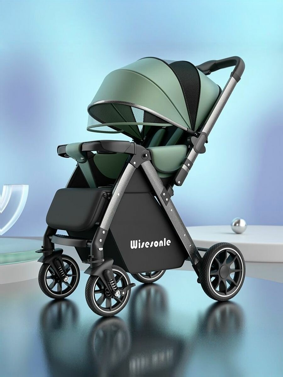 Универсальная коляска 2 в 1 с большими колесами и двойной защитой для новорожденных, легкий механизм складывания, 5 уровней наклона, идеальна прогулок с малышом!