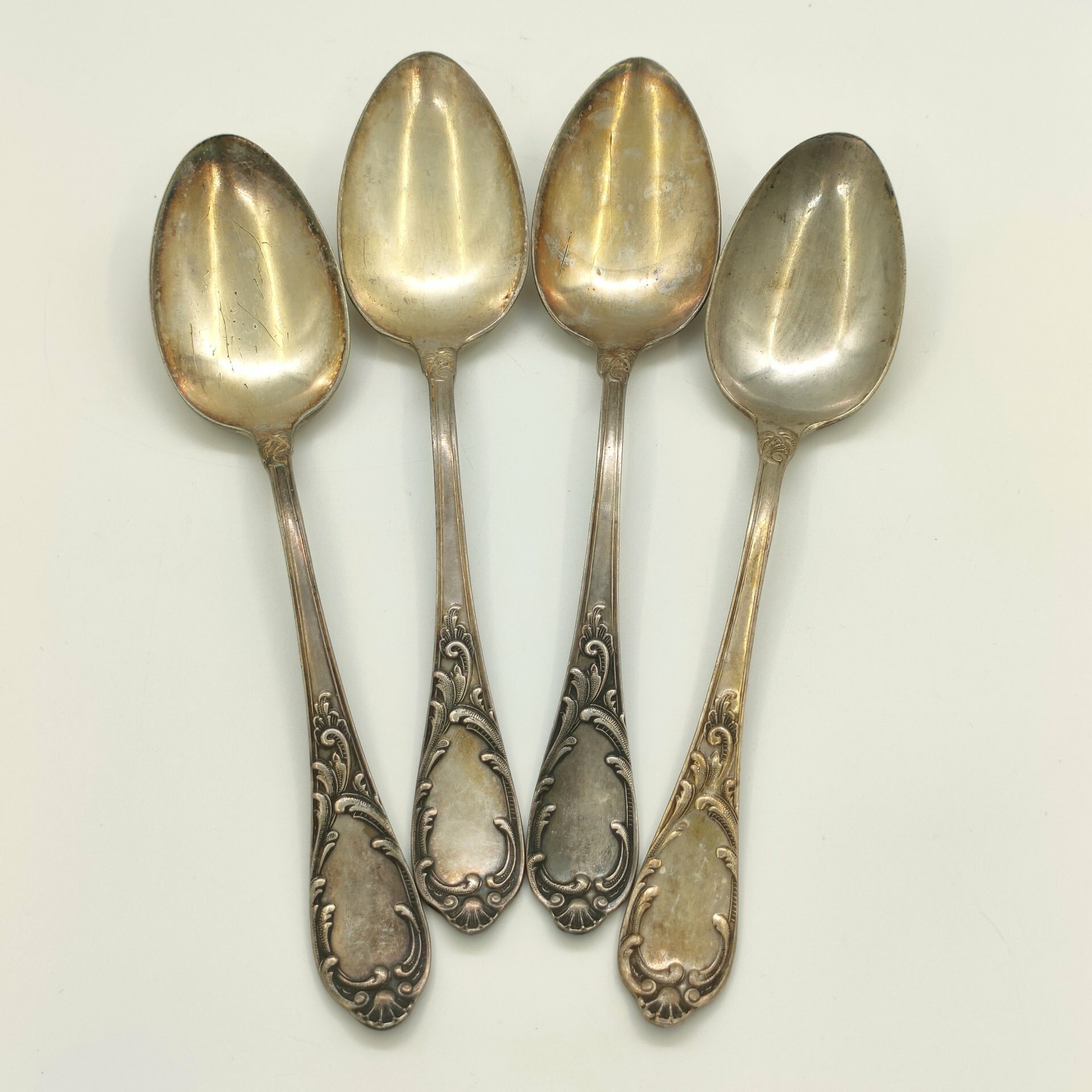 Набор из 4 столовых ложек с растительным декором, мНЦ (медь-никель-цинк)