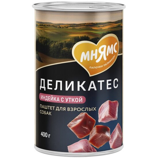 Корм влажный Мнямс Delicatesse для собак всех пород паштет из индейки с уткой "Турдакен по-британски" 400 г