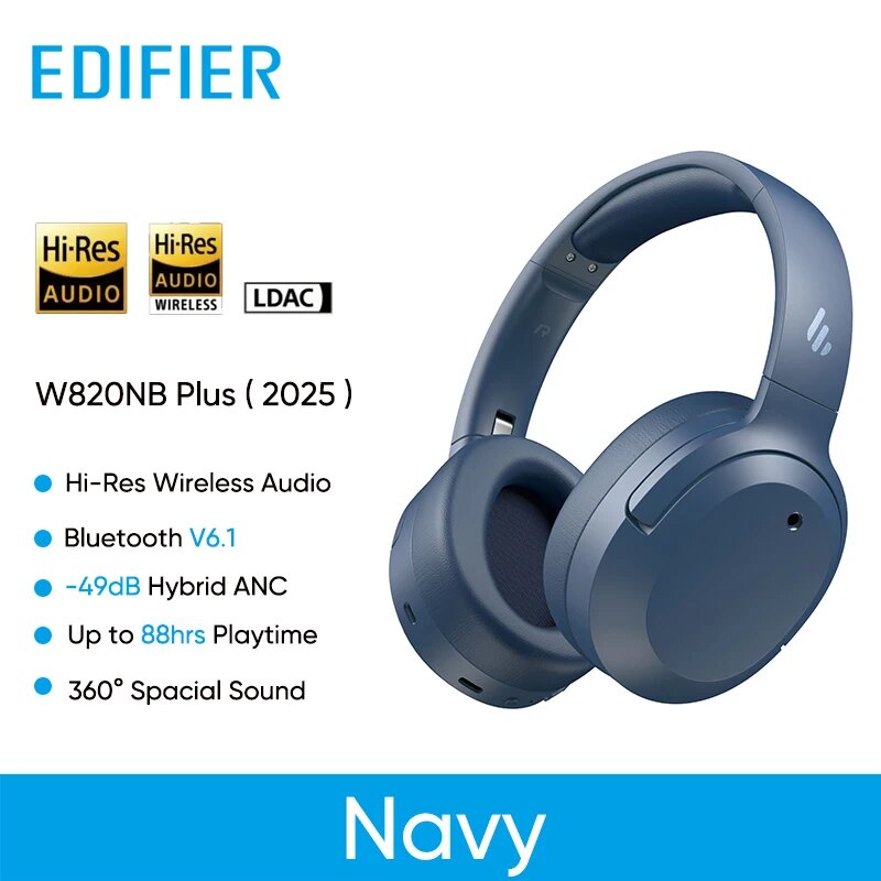 Edifier W820NB Plus (2025 версия) беспроводные наушники Navy