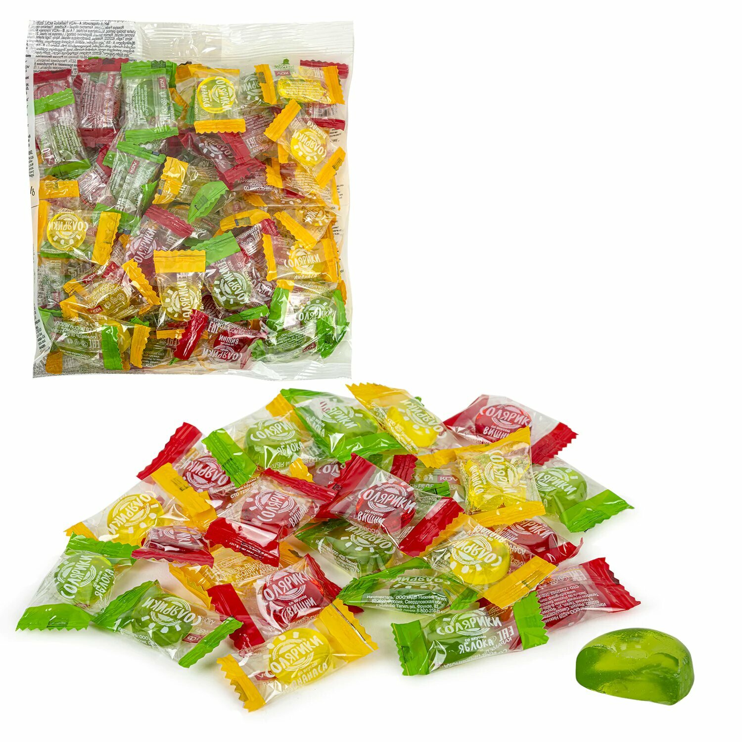 Карамель леденцовая солярики ассорти (яблоко, ананас, вишня), 500 г, 3шт.