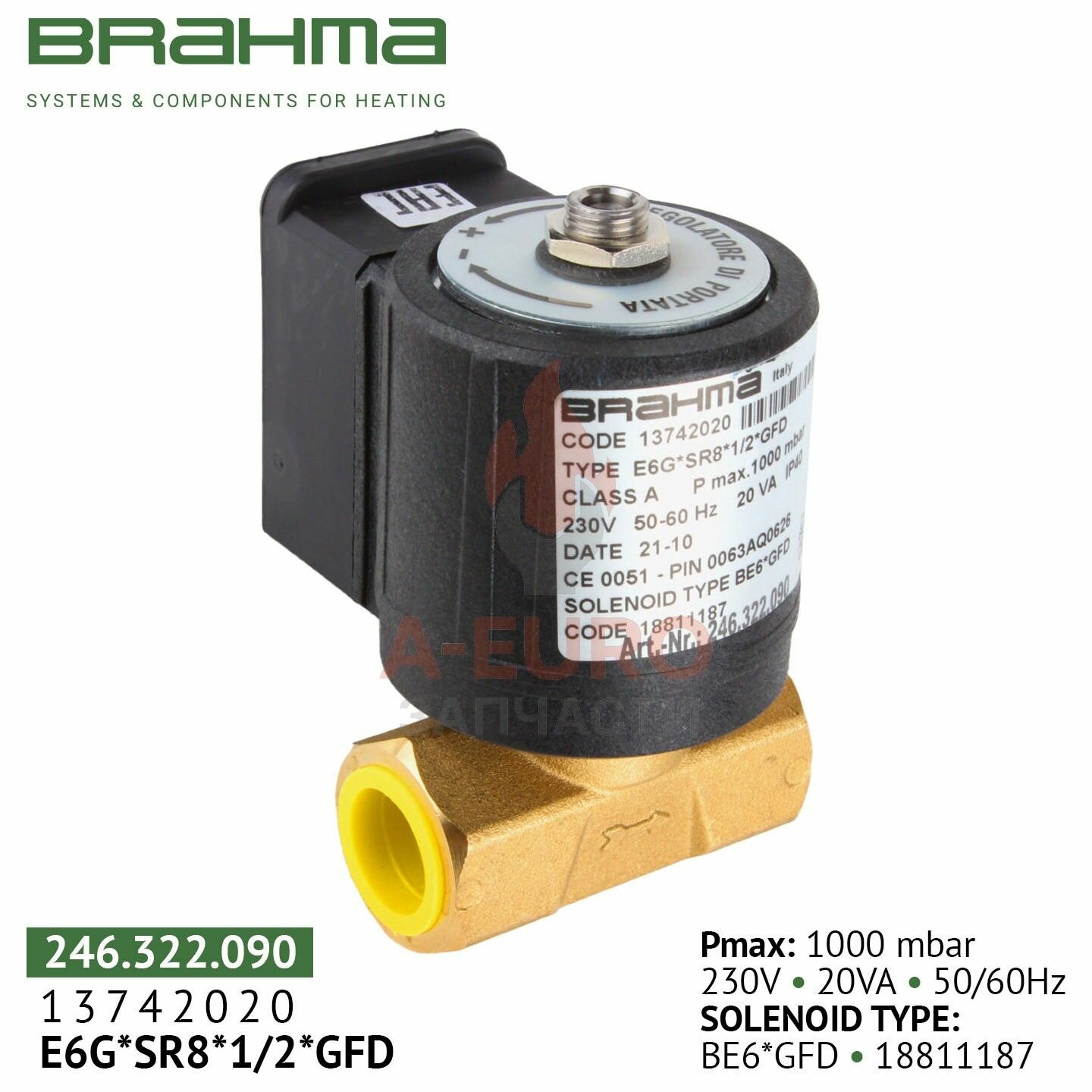 Клапан Brahma E6G*SR8*1/2*GFD, 13742020