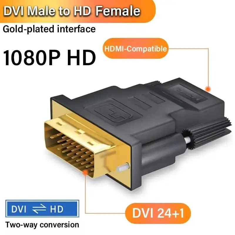 Кабель-переходник, совместимый с DVI на HDMI, двунаправленный разъем DVI 24 + 1 «папа-мама»