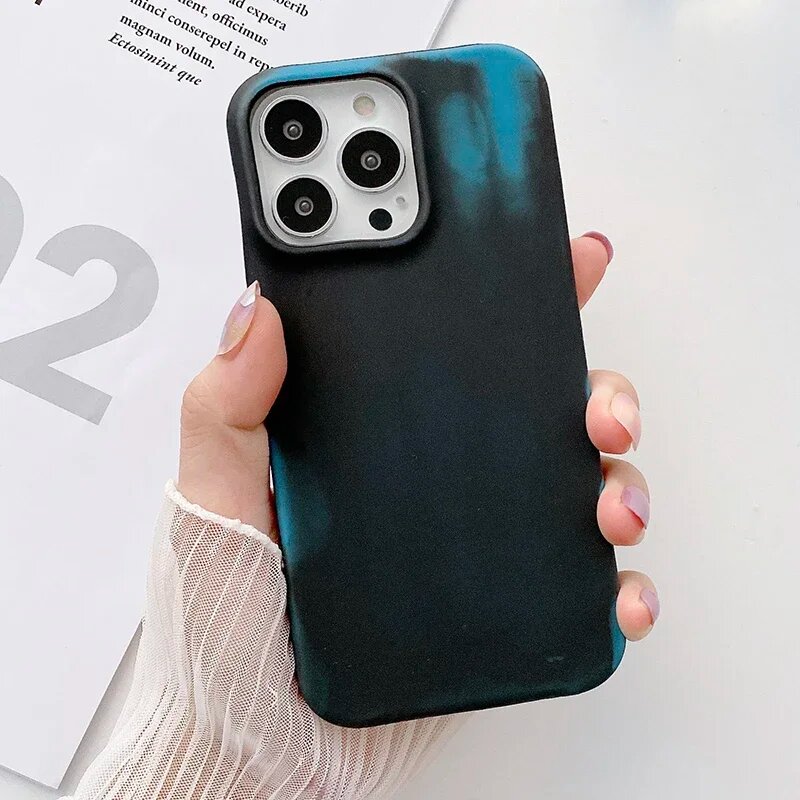 Забавный чехол с изменением цвета для iPhone 16, 15, 14, 13 Pro Max 14 Айфон 16 Про, Black Blue