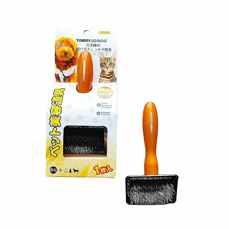 Деревянная ручка игольчатый гребень для короткошерстных собак и кошек без защитных точек, размер S