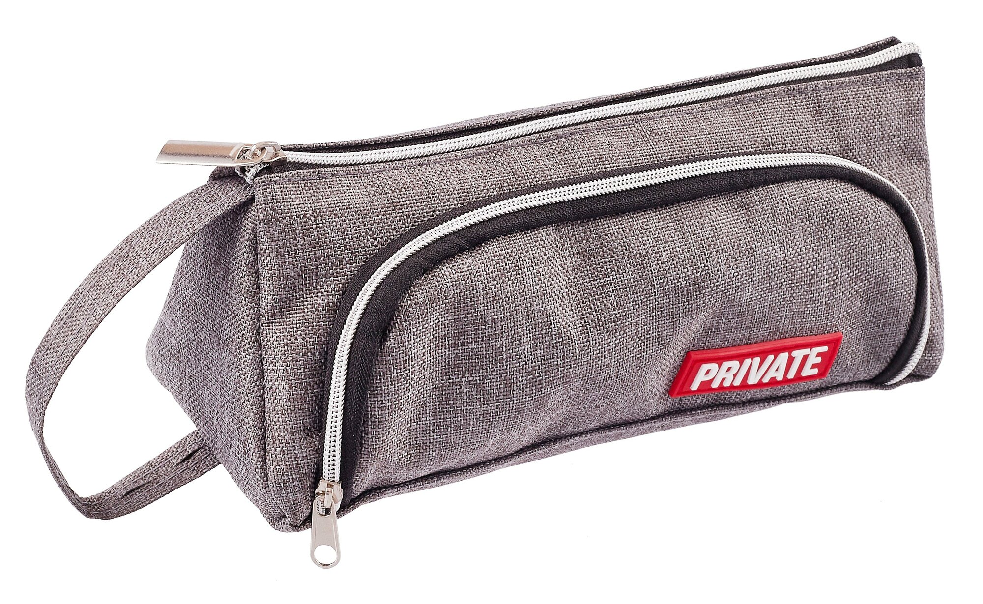 Пенал-косметичка "Private", 2 отделения, серый, 21х8.5х8.5 см
