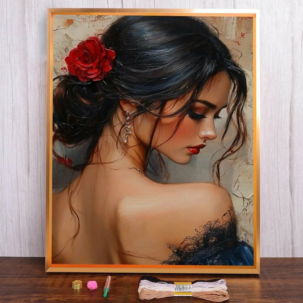 MEIAN Крестный комплект стежка,30x40CM, Чистый холст с сеткой,14CT, Женщина спина