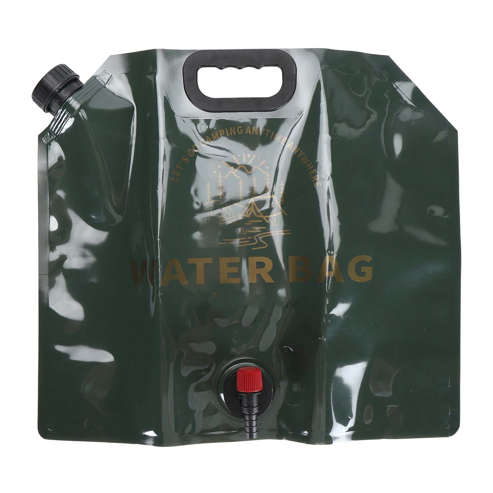 Складная сумка-контейнер для воды объемом 9 л, большая вместимость, портативная, складная, для хранения на открытом воздухе, для кемпинга, автомобиля, путешествий, цвет оливково-зеленый.